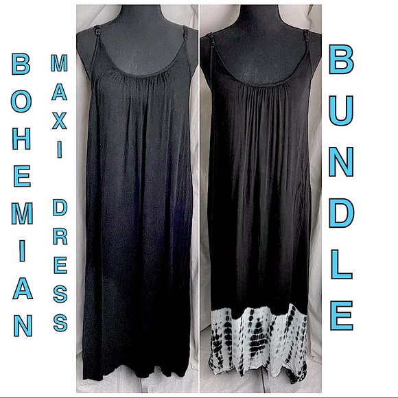 Raviya | Dresses | Raviya India Bohemian Maxi Dress Bundle Black Black ...